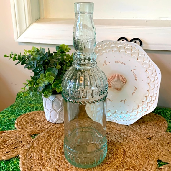 Accents | Blue Green Clear Glass Bottle Euc | Poshmark